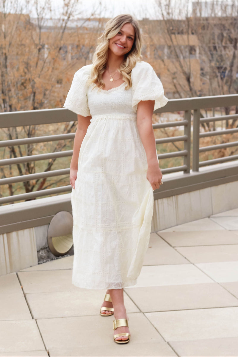 Foley Dress Cream Maxi Eyelet – The Village Collective